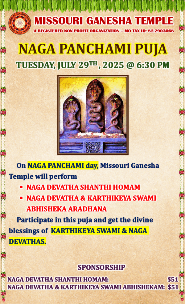 Naga Panchami Puja Missouri Ganesha Temple